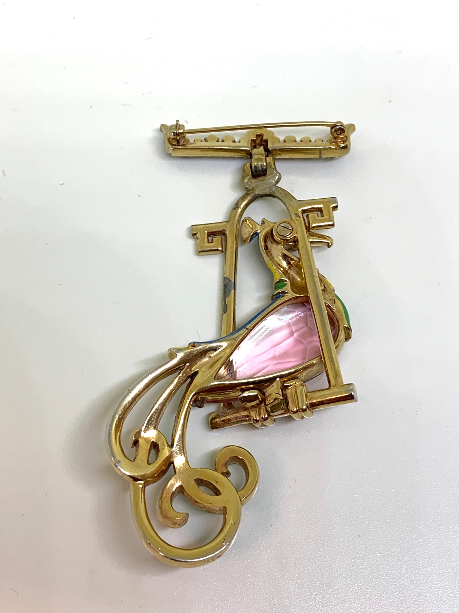 MAZER 1942 Enamel Bird of Paradise on Pendant Swing Pin Brooch - Etsy