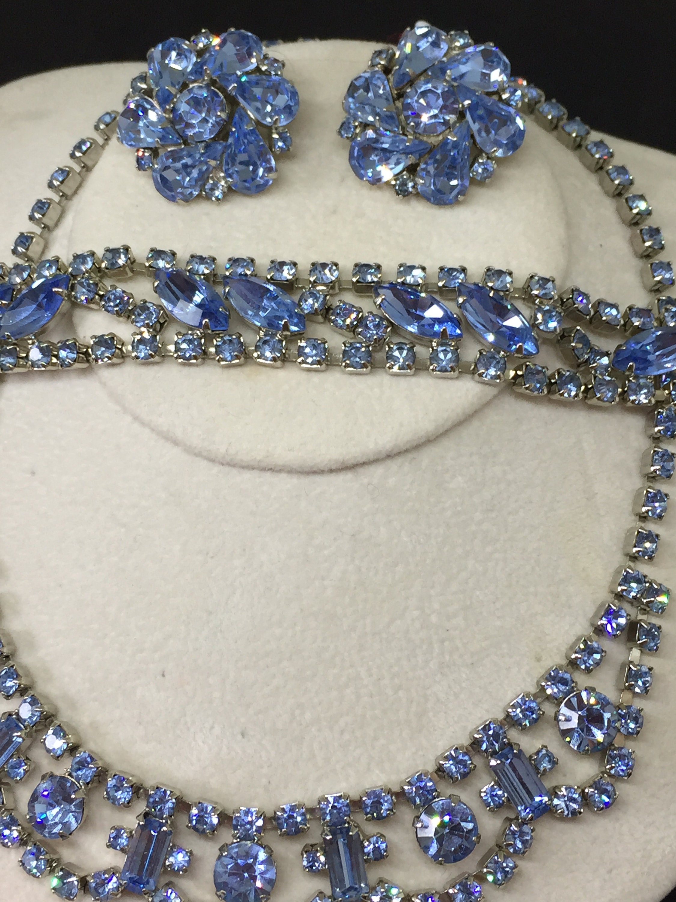 WEISS Amazing Light Blue Necklace Bracelet Earrings Blue Parure Set - Etsy