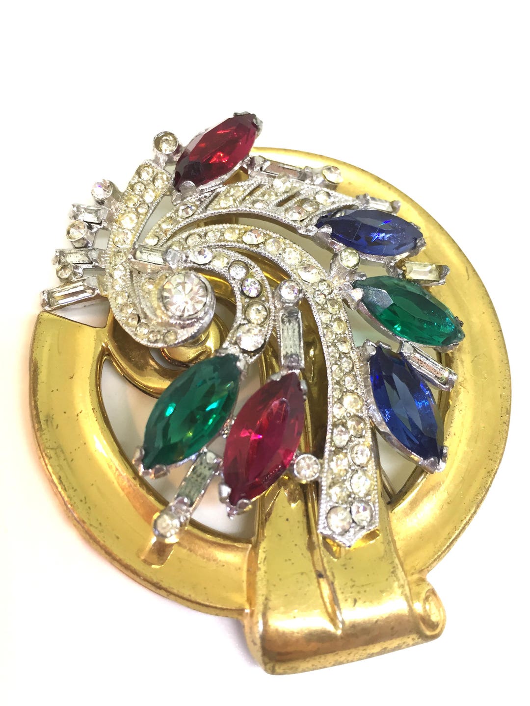 Mcclelland Barklay Gold Plated Big Round Deco Pin Brooch - Etsy