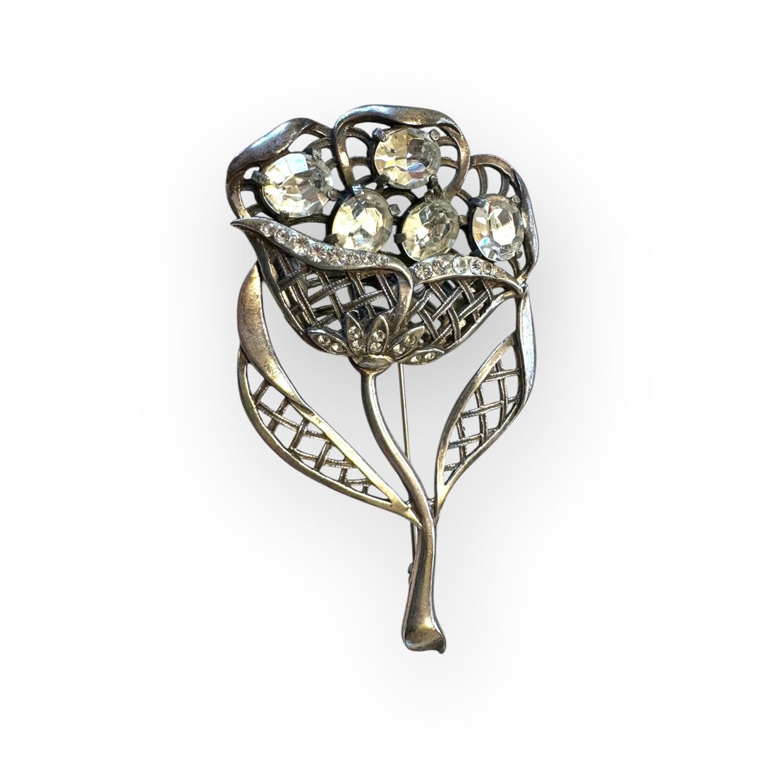 Little Nemo Vintage Large Rhodium Flower Pin Brooch - Etsy