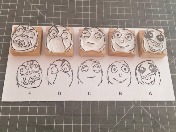 Grading by Memes Hand Carved Rubber Stamp Set for Teachers | Etsy