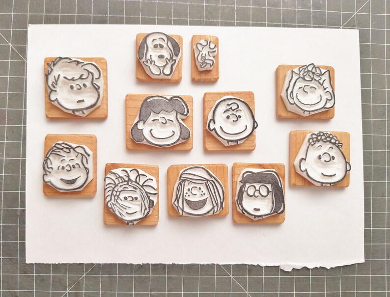 Charlie Brown and Friends - Inspired by Peanuts - Hand Carved Rubber ...