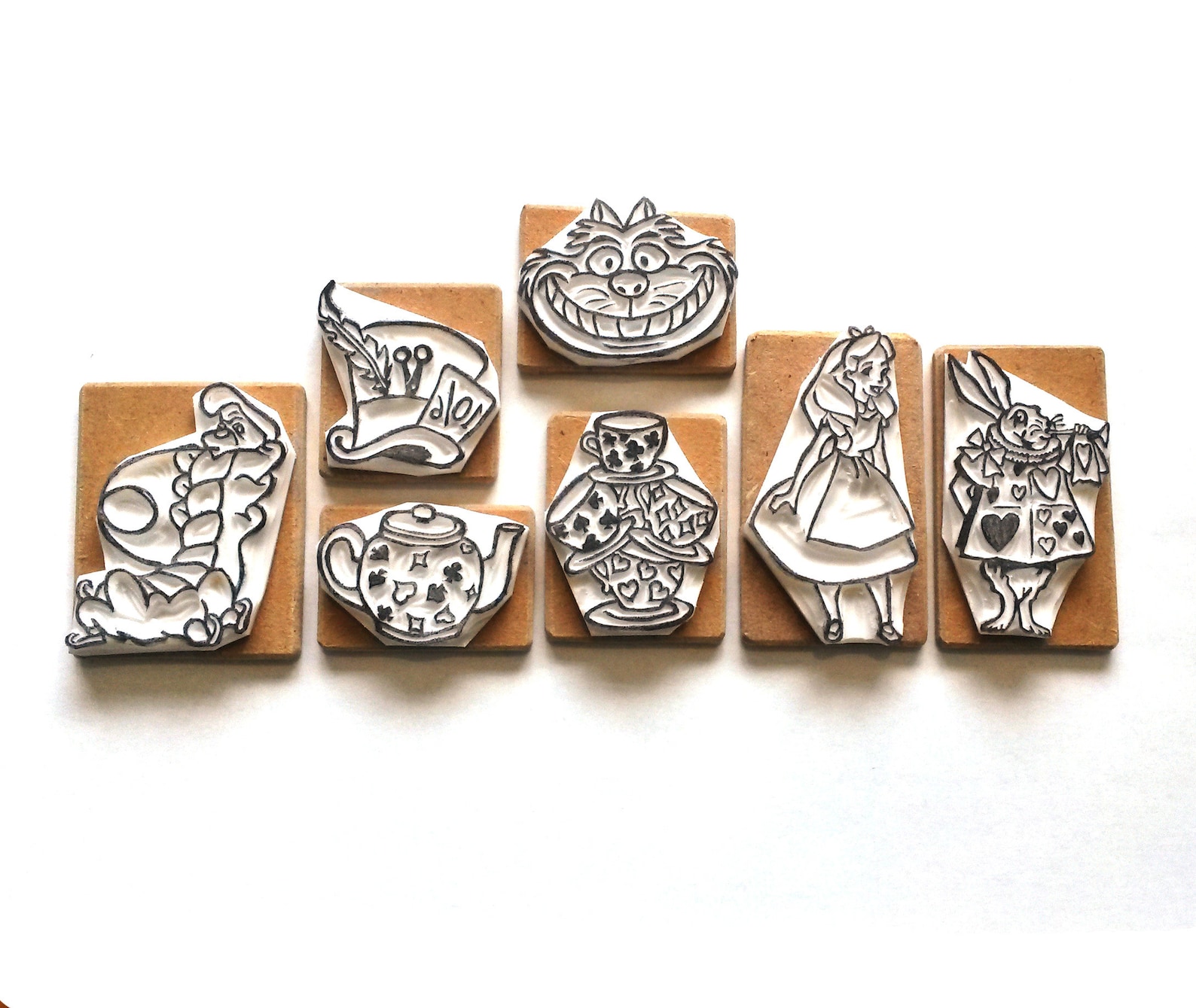 Alice in Wonderland Hand Carved Rubber Stamp Set - Etsy