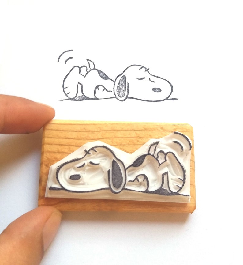 Hand Carved Snoopy Rubber Stamp Set - Peanuts Inspired - Etsy