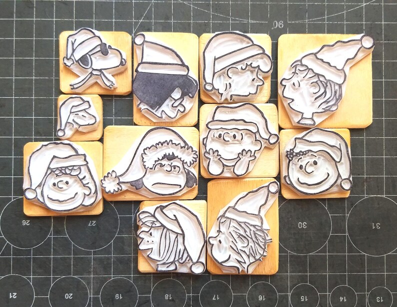 Charlie Brown and Friends - Inspired by Peanuts - Hand Carved Rubber ...