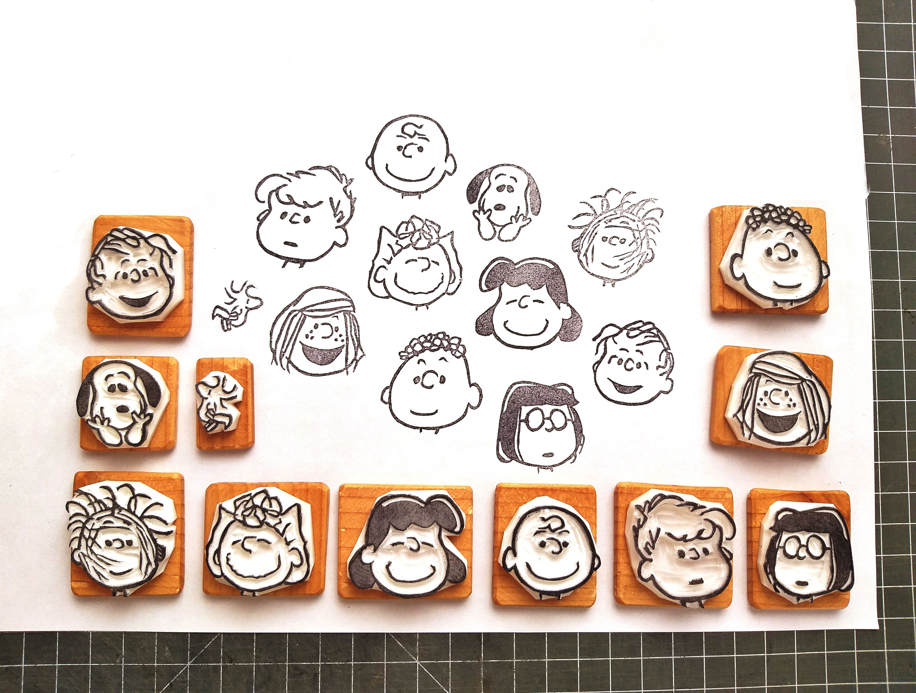Charlie Brown and Friends - Inspired by Peanuts - Hand Carved Rubber ...
