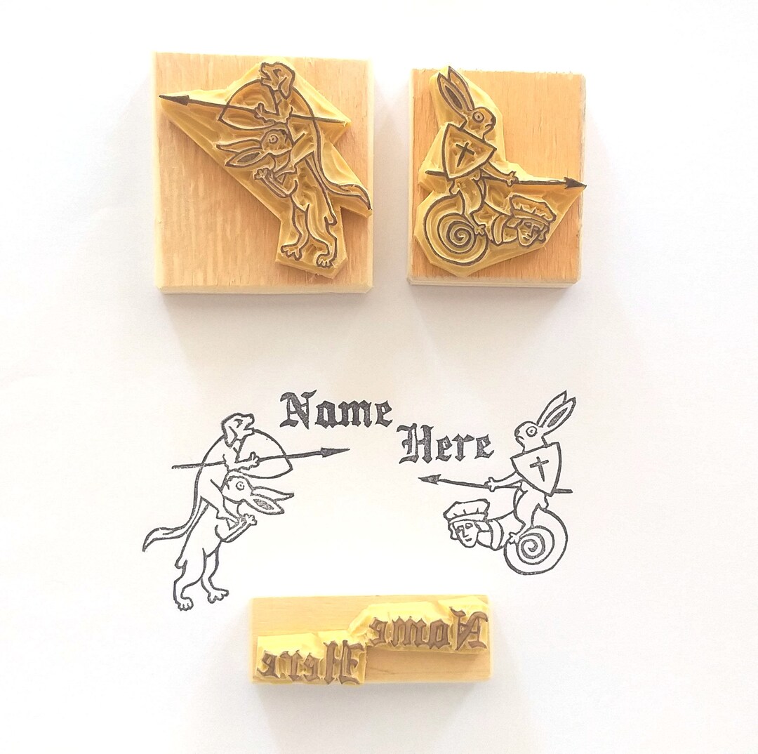 Medieval Art Ex Libris - Custom Hand Carved Rubber Stamp for Your ...