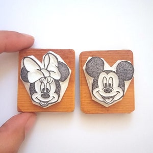 Mickey Mouse and Minnie Mouse - Inspired by Walt Disney - Hand Carved ...