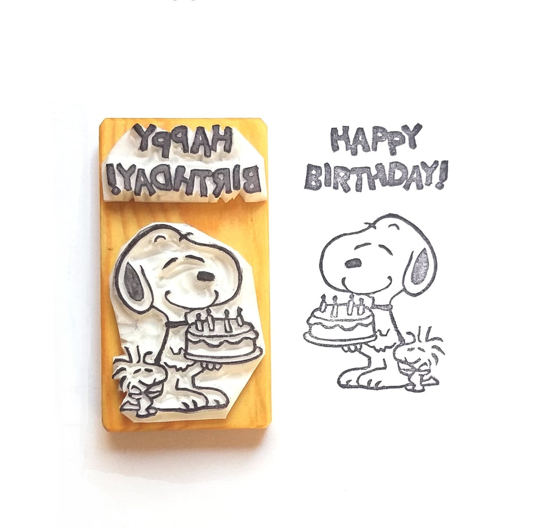 Snoopy is Celebrating Your Birthday - Inspired by Peanuts - Hand Carved ...