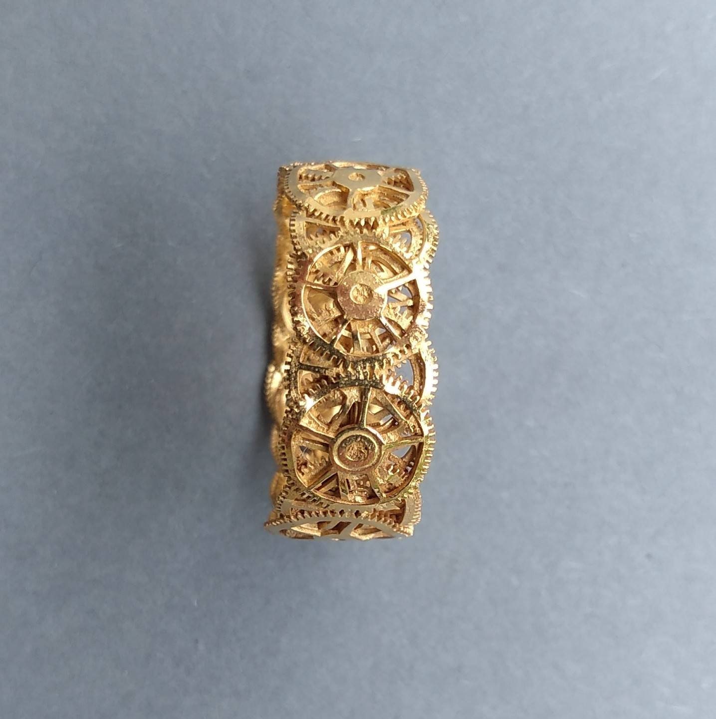 9 Carat Gold Plated Recycled Watch Cog Ring - Etsy