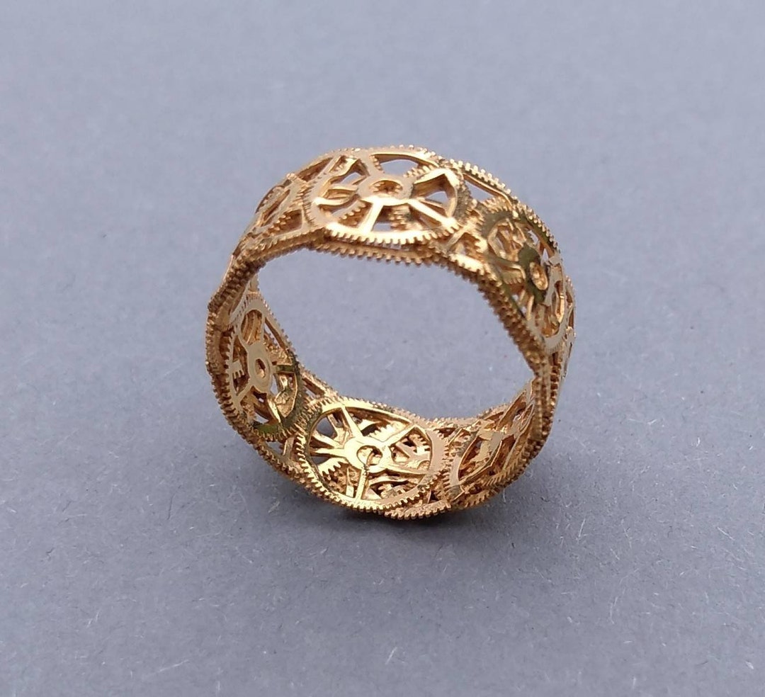 9 Carat Gold Plated Recycled Watch Cog Ring - Etsy