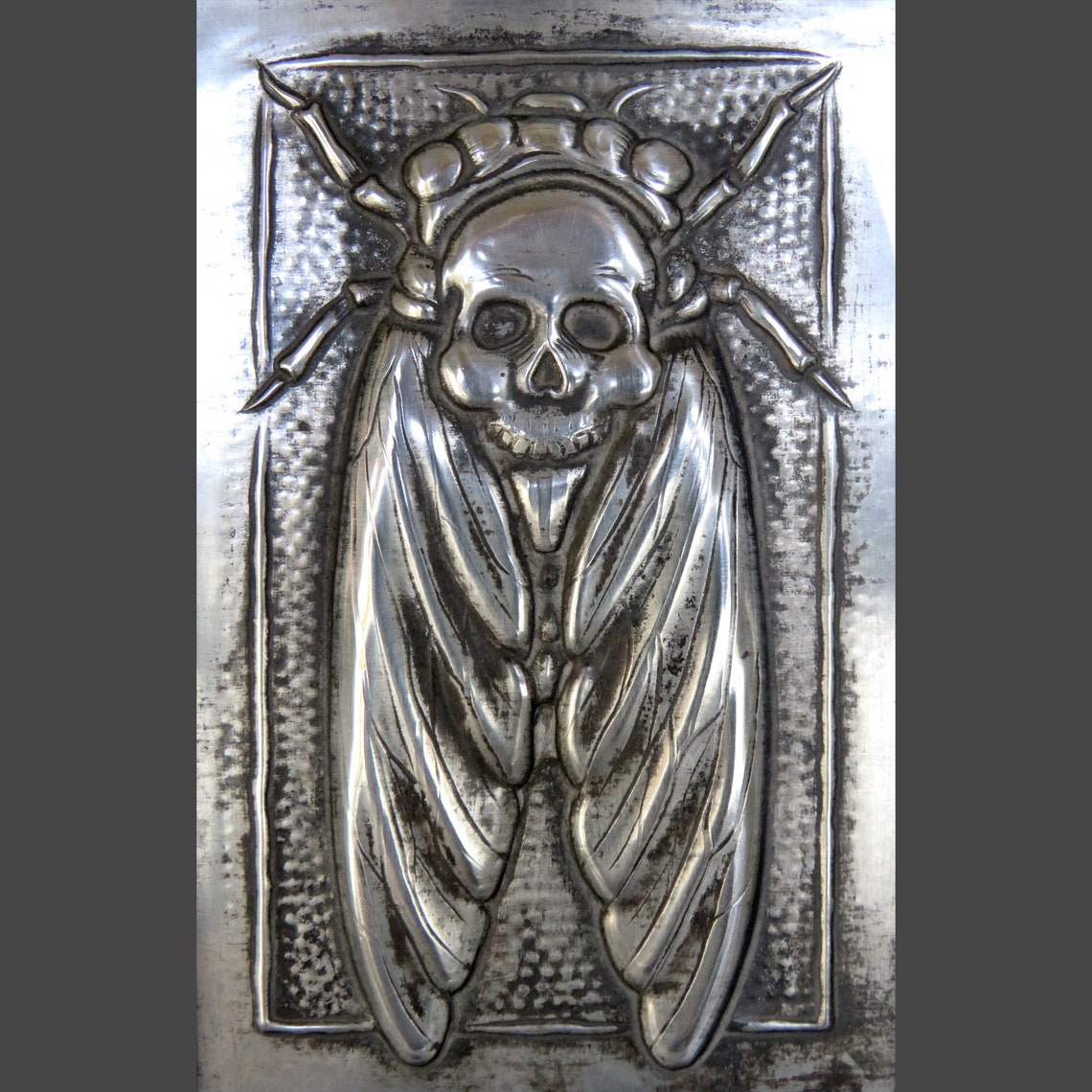Skull Cicada : Hand Embossed Anatomical Repoussé Metal Wall Art - Etsy