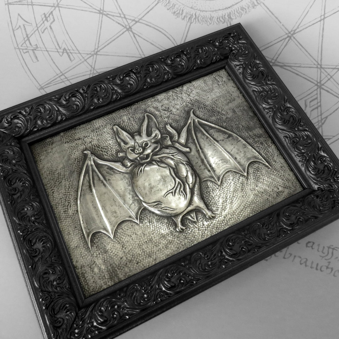 Bat Heart : Hand Embossed Anatomical Repoussé Metal Wall Art - Etsy