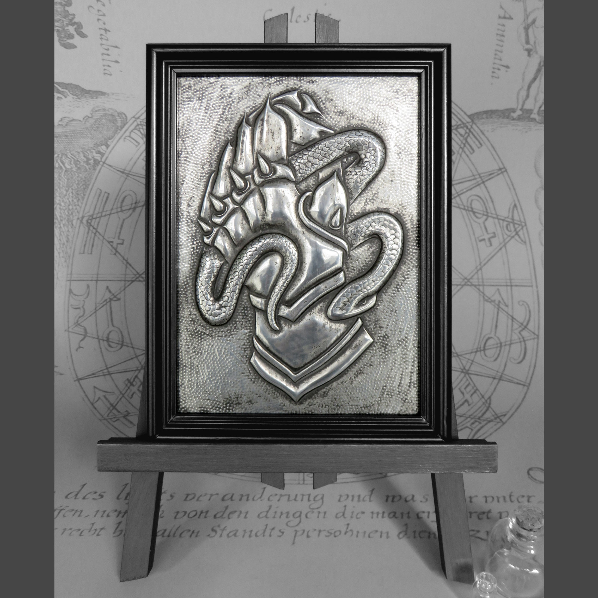 Gauntlet & Snake : Hand Embossed Heraldry Repoussé Metal Wall Art - Etsy