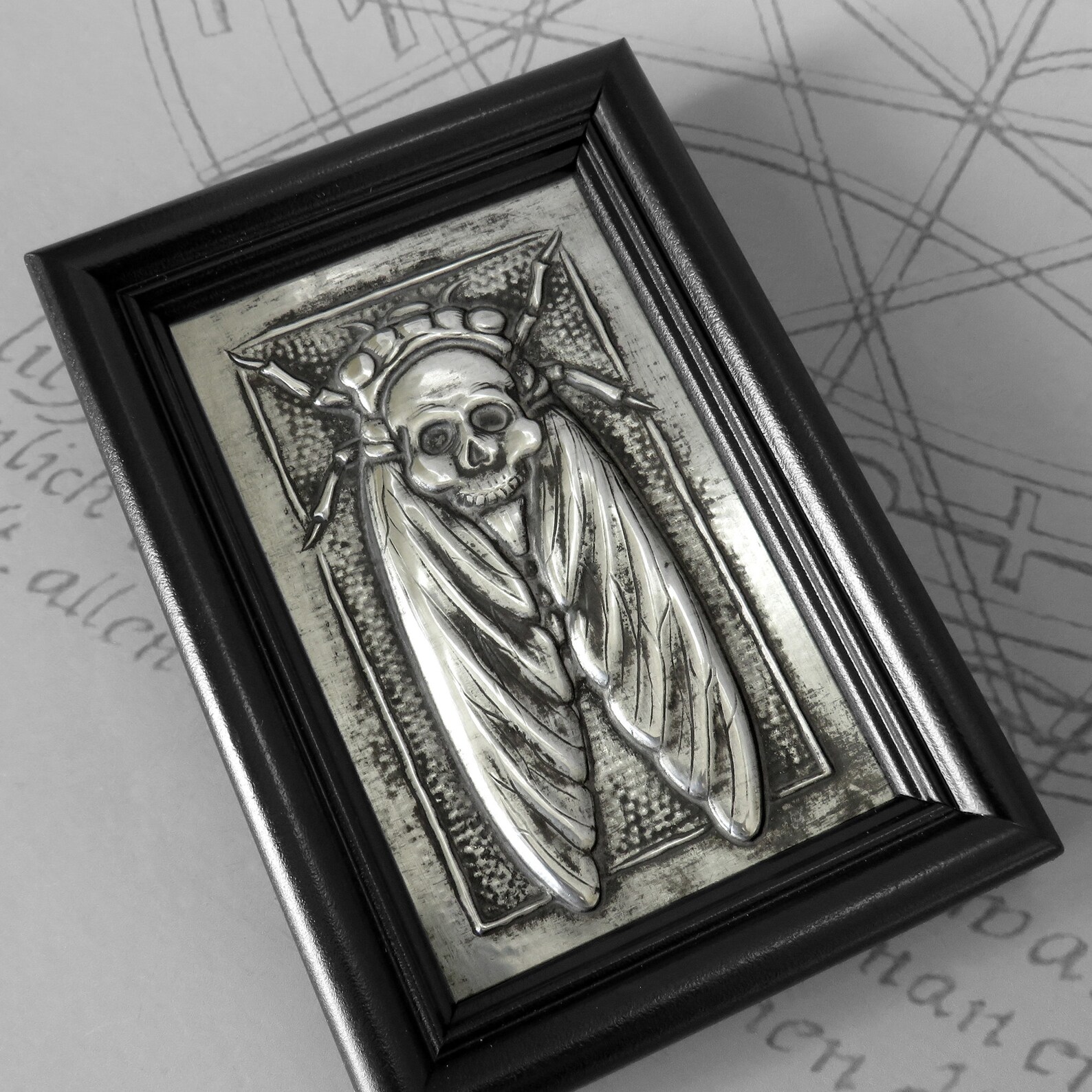 Skull Cicada : Hand Embossed Anatomical Repoussé Metal Wall Art - Etsy
