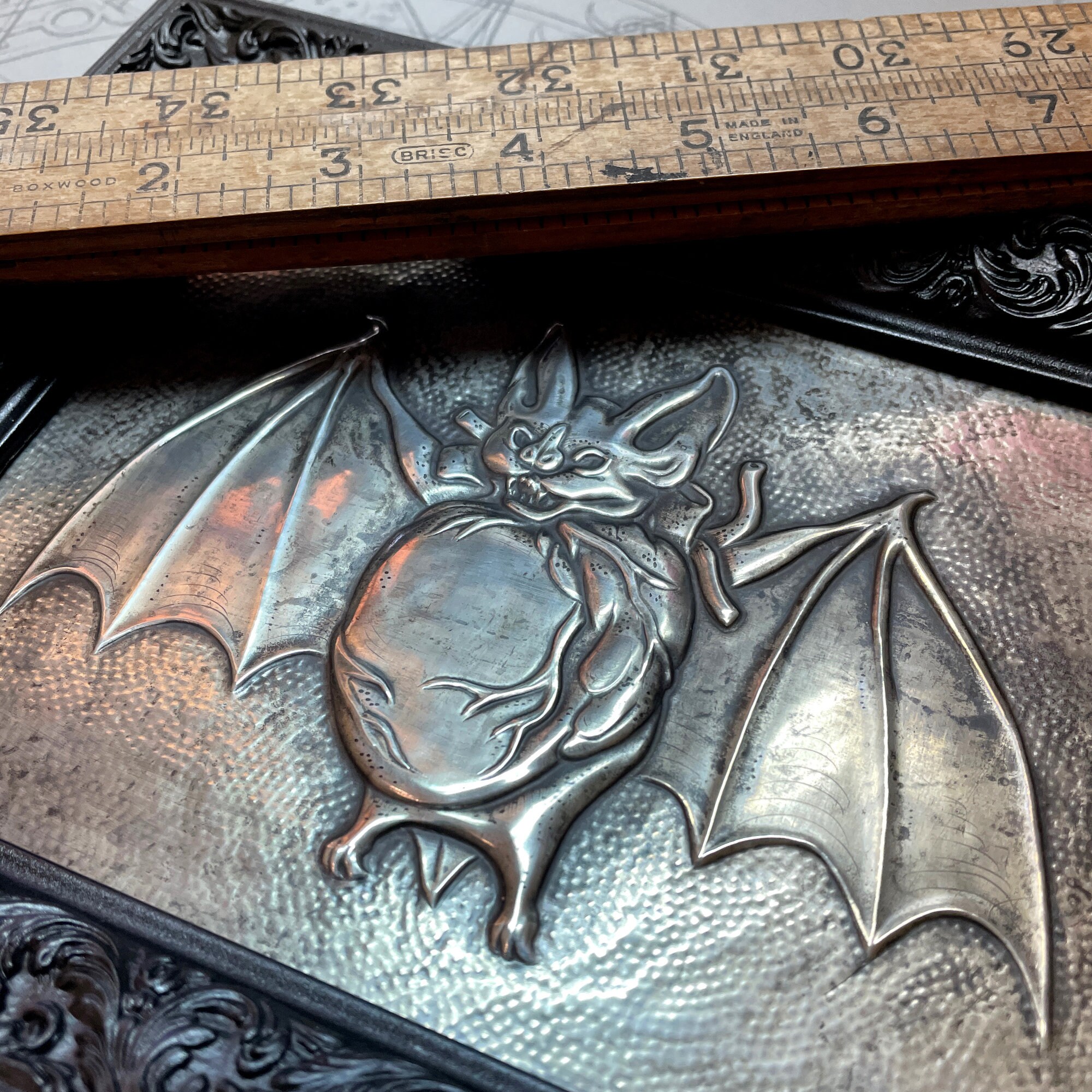 Bat Heart : Hand Embossed Anatomical Repoussé Metal Wall Art - Etsy