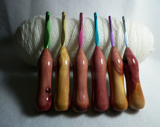 6 Handmade Too Shay Crochet Hook Handle With Susan Bates Hook Size : F ...