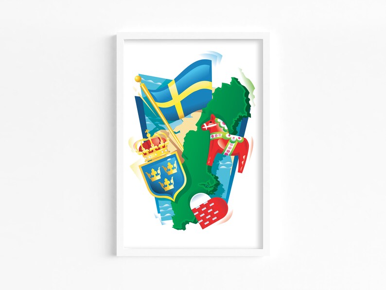 Celebrate Sweden Illustration Art, Digital Downloadable Wall Art ...