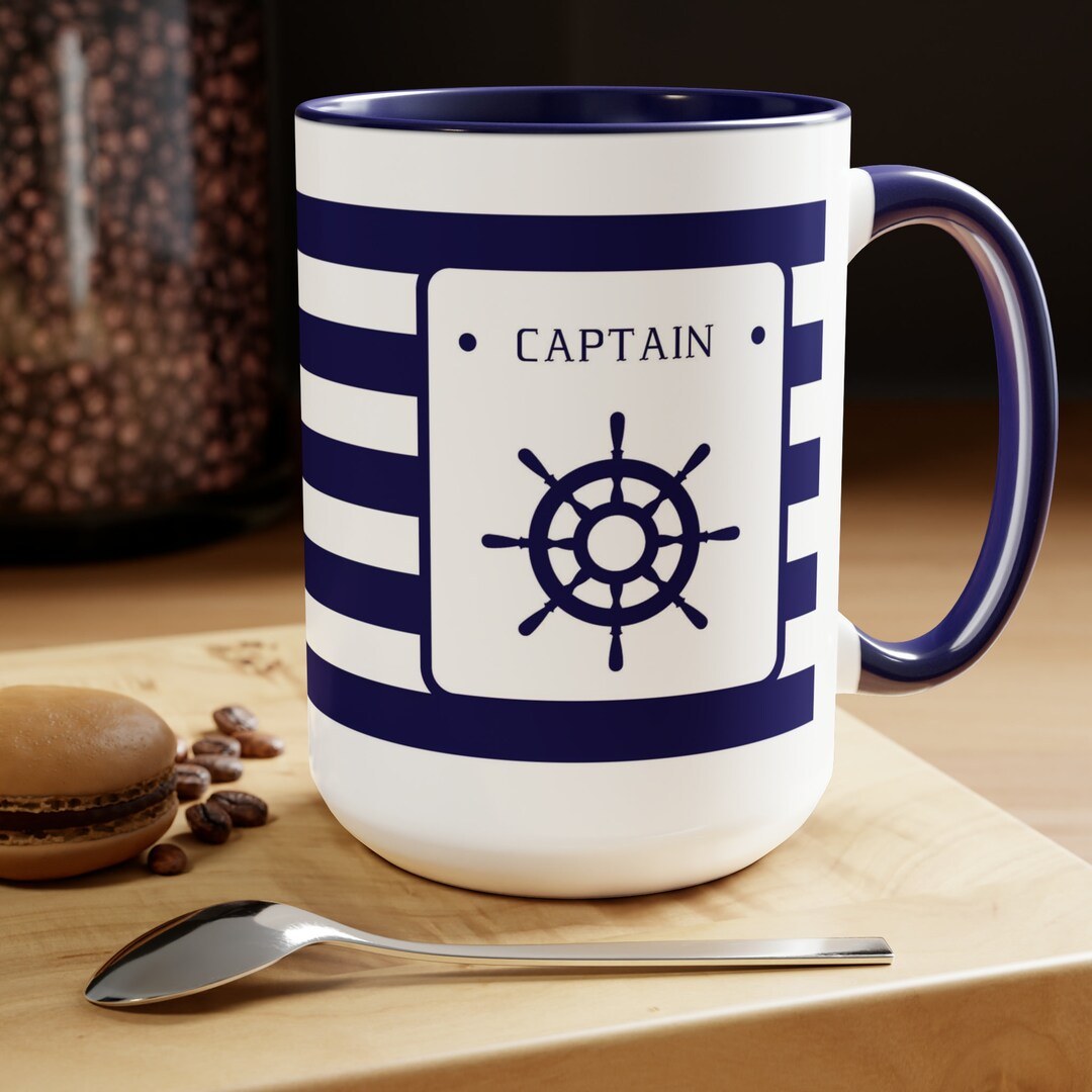 Captain Two-tone Coffee Mug, 15oz - Navy Ceramic Coffee Cup in a Navy ...