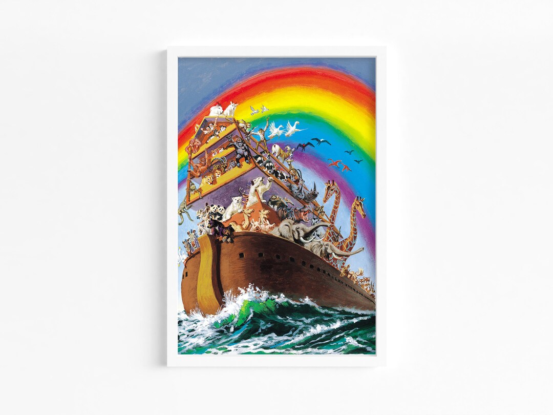 Noah’s Ark Illustration Art, Digital Downloadable Wall Art, “rainbow ...