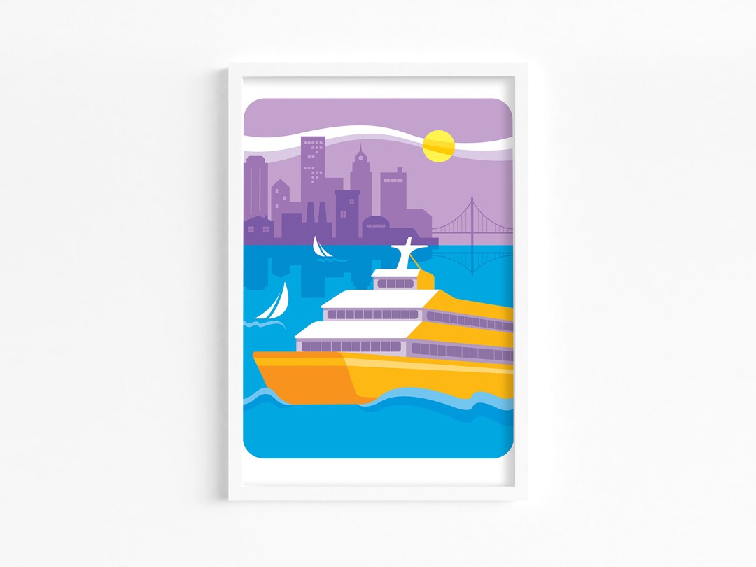 Boat Transportation Illustration, Digital Downloadable Wall Art, Trendy ...