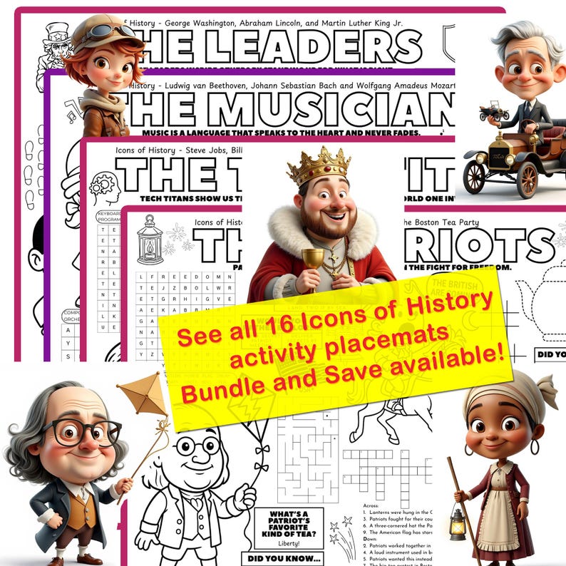 Icons of History: the Inventors Activity Placemat | Printable Inventors ...