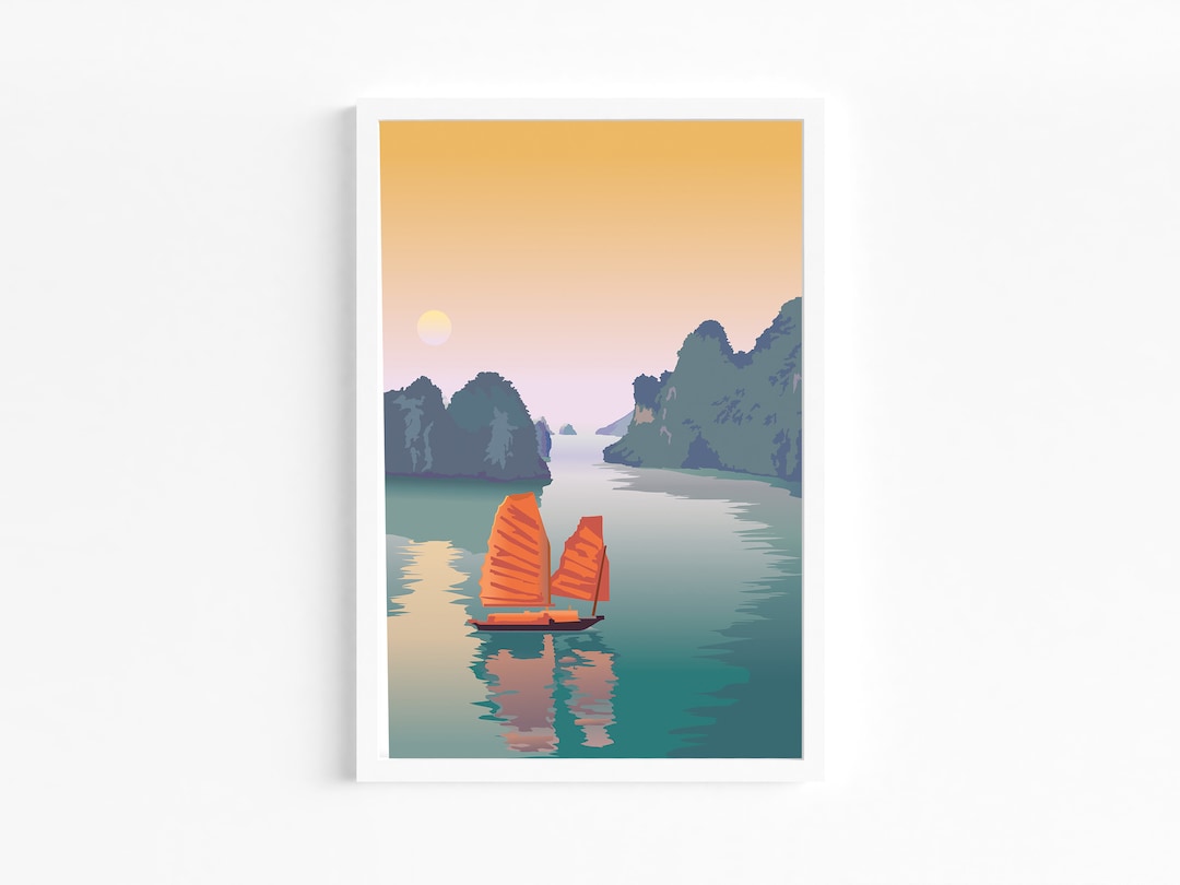 Asian Sailboat Illustration Art, Digital Downloadable Wall Art, Trendy ...