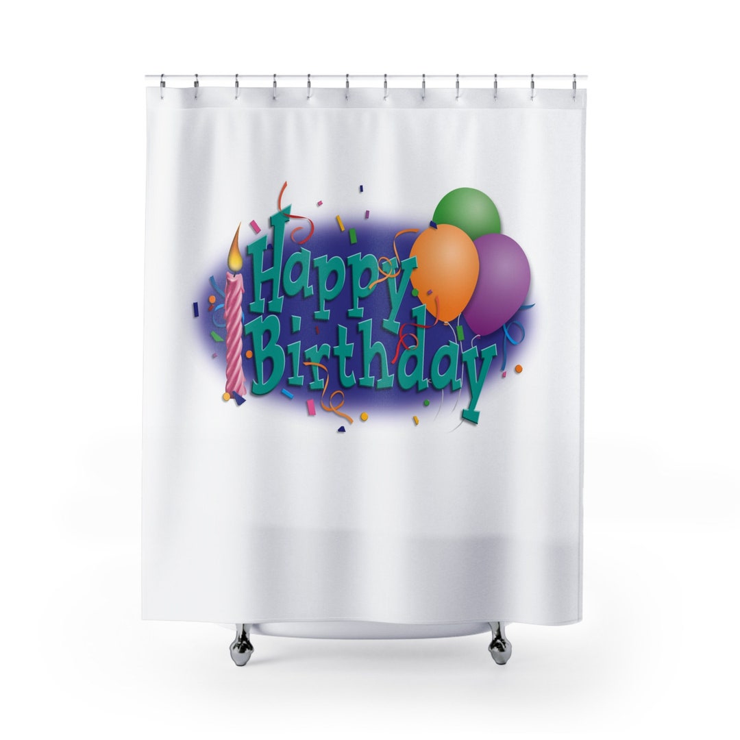 Happy Birthday Shower Curtain, Party Decoration, Bathroom Décor, Photo ...