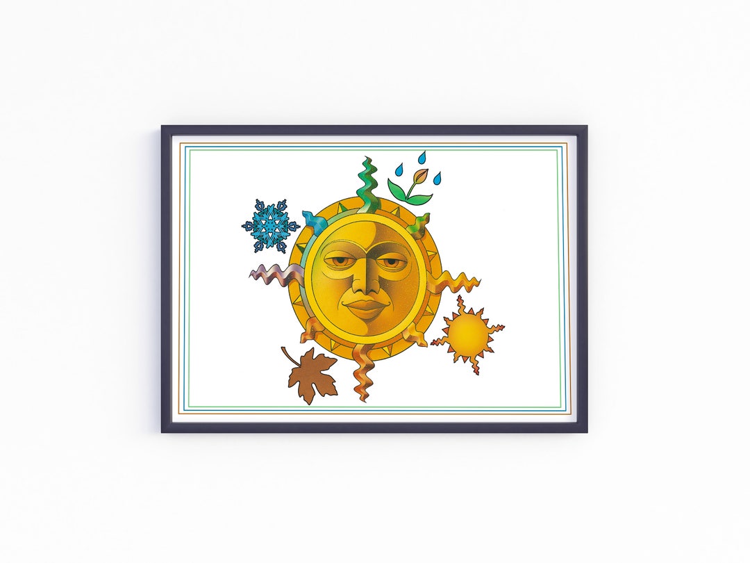 Sun Cycle Illustration Art, Digital Downloadable Wall Art, Trendy Décor ...