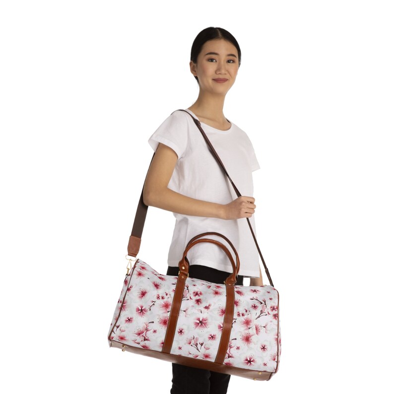 Sakura Leaves Waterproof Travel Bag, Japanese Cherry Blossoms Design ...