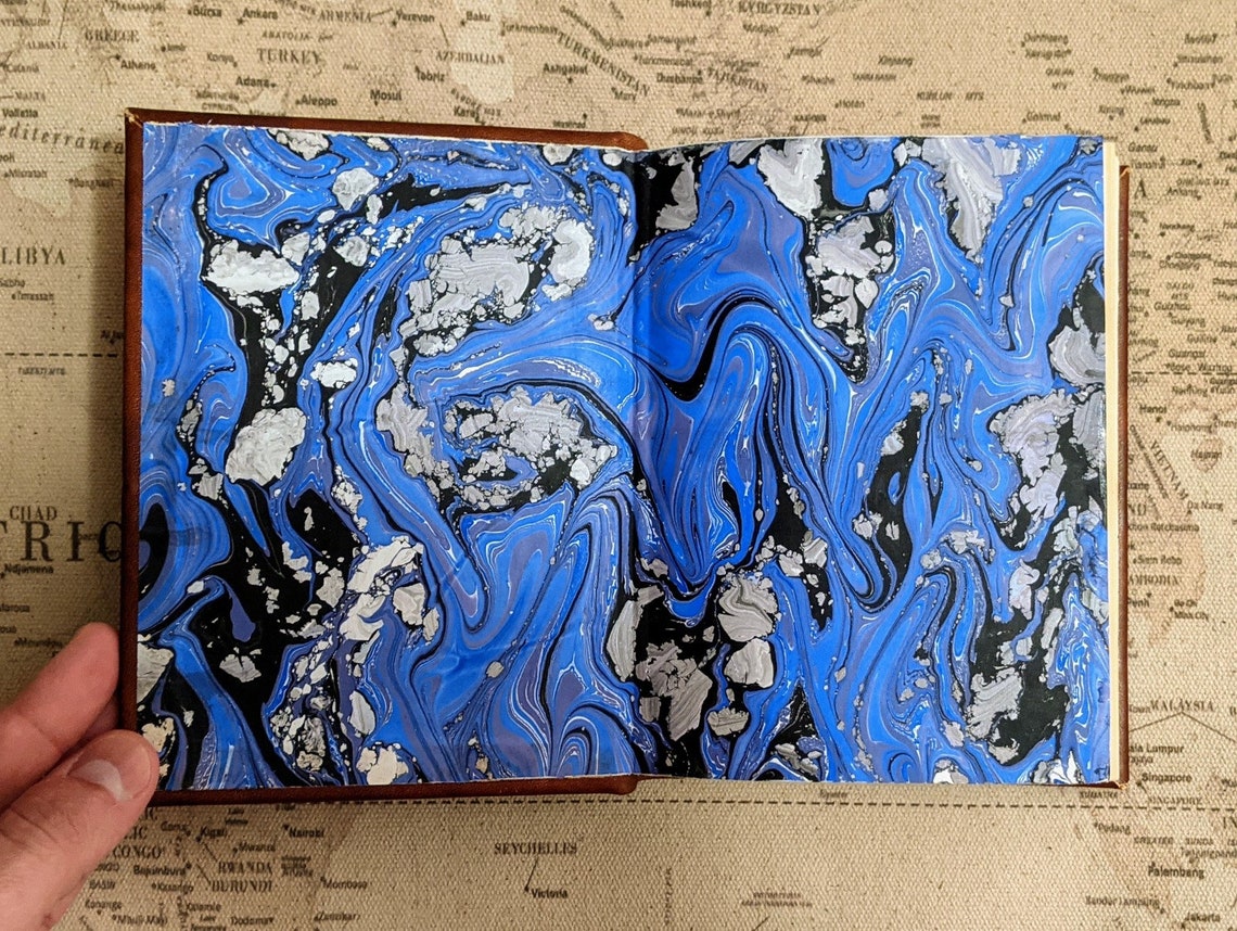 Water Theme Handmade Leather Journal - Etsy