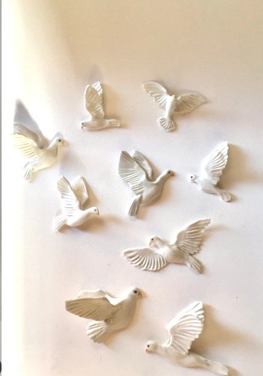 DOVES , Wall Art , Individual Handmade Porcelain Birds ,symbol of Love ...