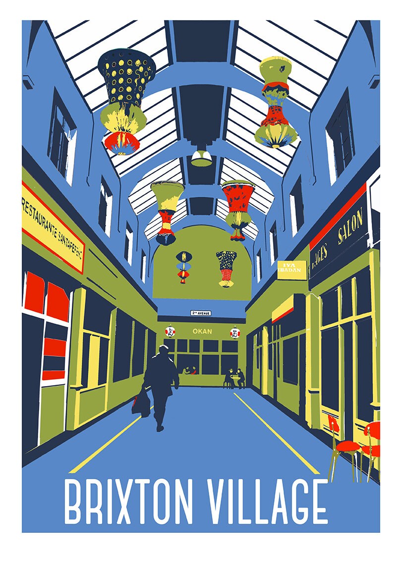 Brixton Village Market, South London A3 Limited Edition Giclee Print ...