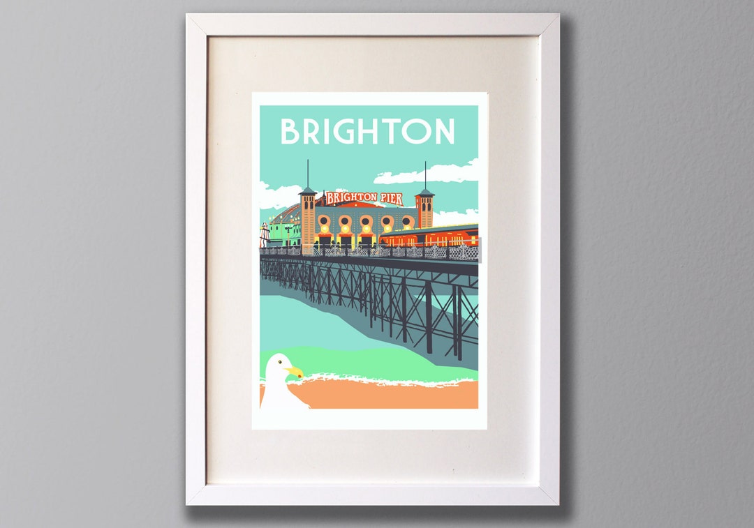 Brighton Screen Print, Palace Pier Illustration A3 Limited Edition Art ...