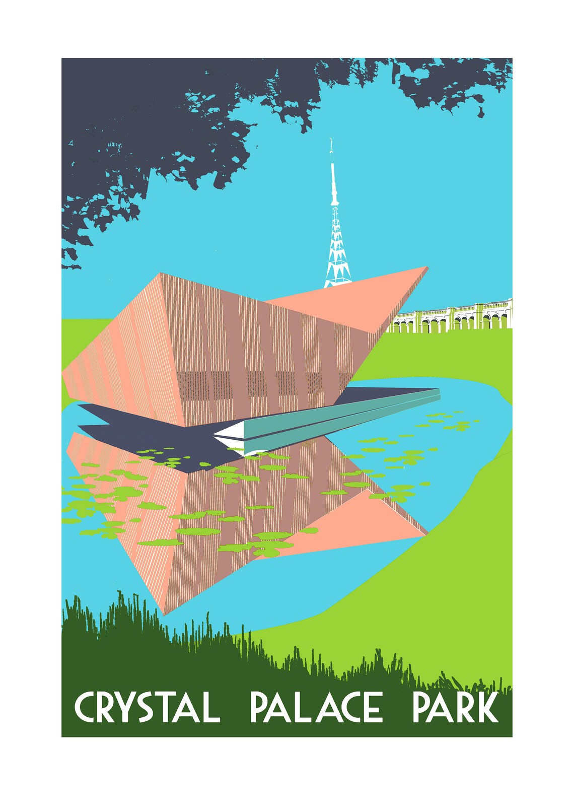 Crystal Palace Park, Concert Platform, Rusty Laptop, Screen Print (UN ...