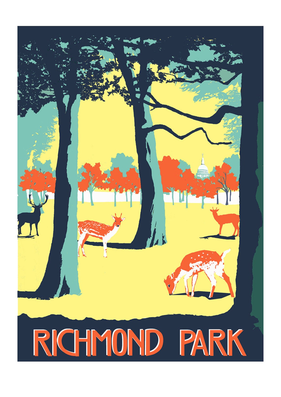 Richmond Park London Screen Print Limited Edition UNFRAMED - Etsy