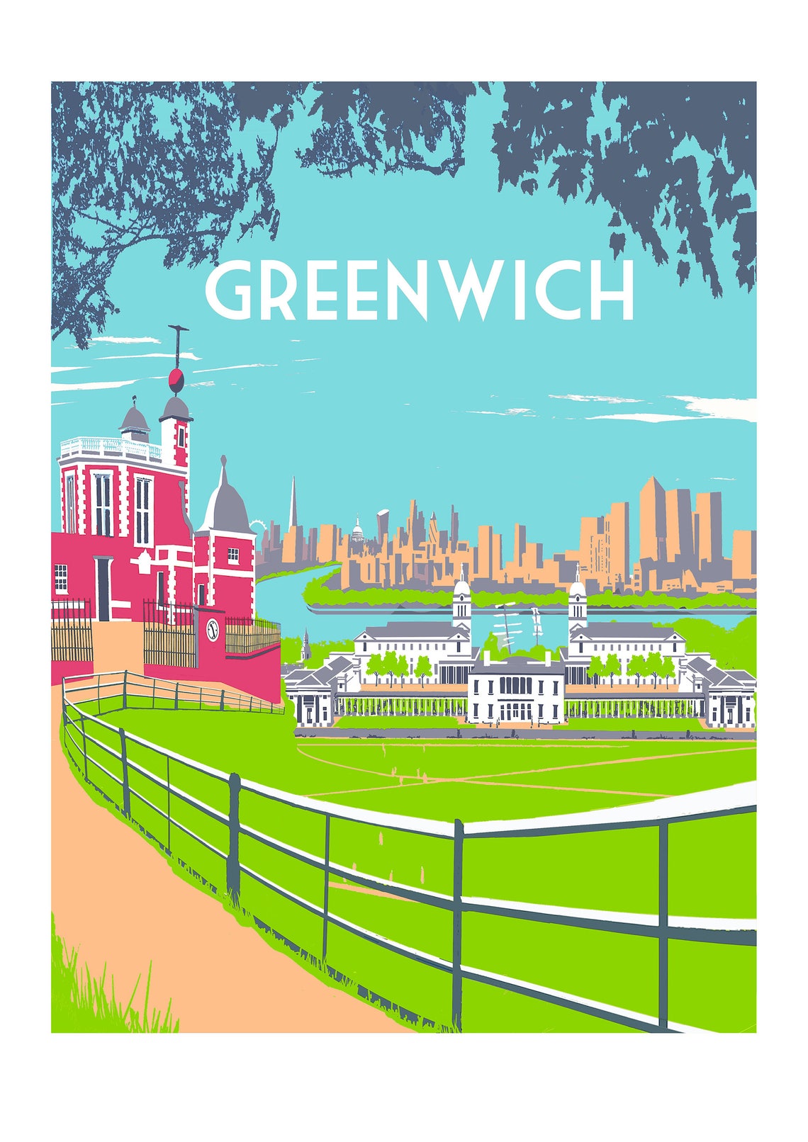 Greenwich Screen Print London Illustration A3 Limited - Etsy UK