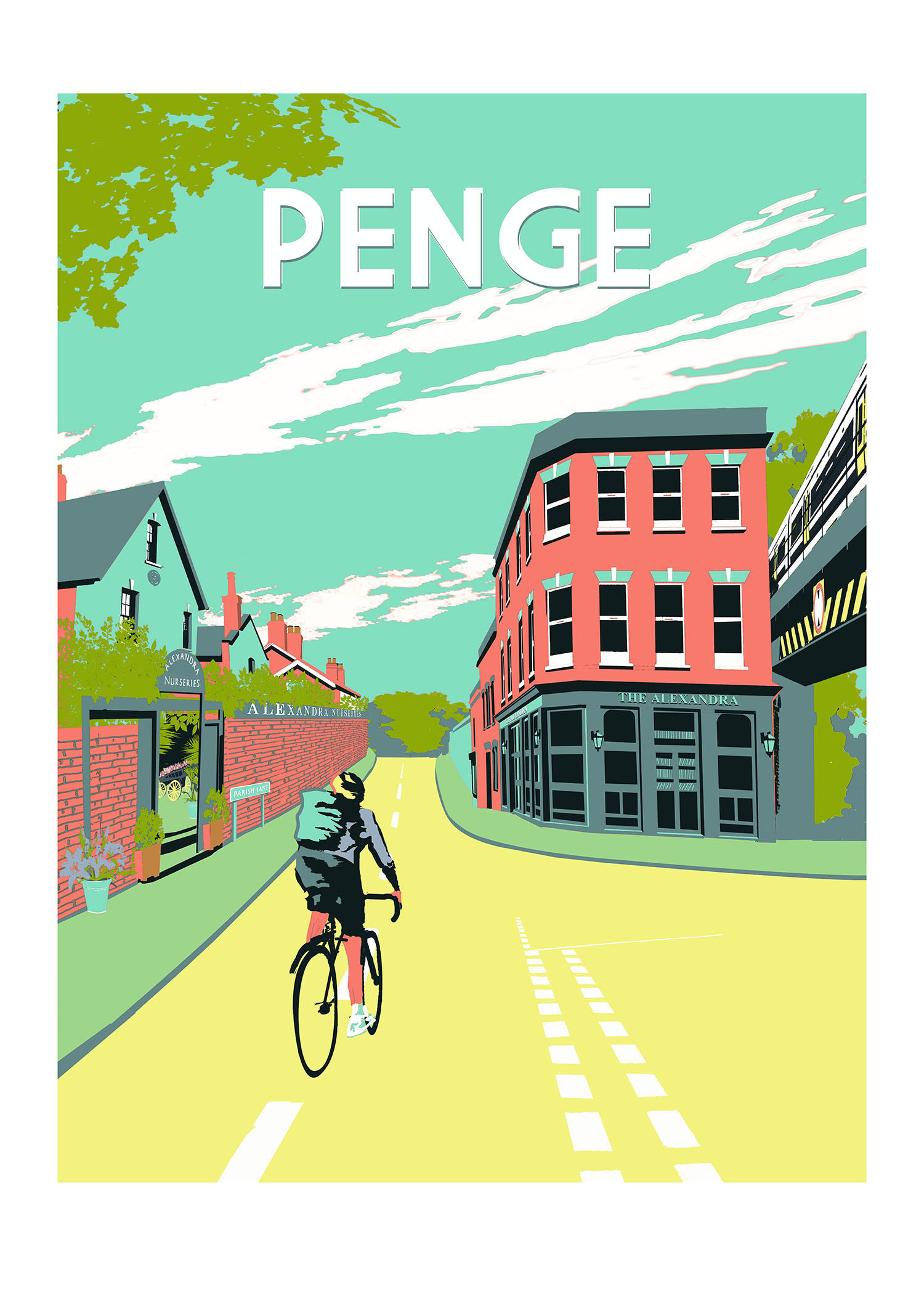 Penge A3 Screen Print, Alexandra Nurseries & Pub, South London Limited ...