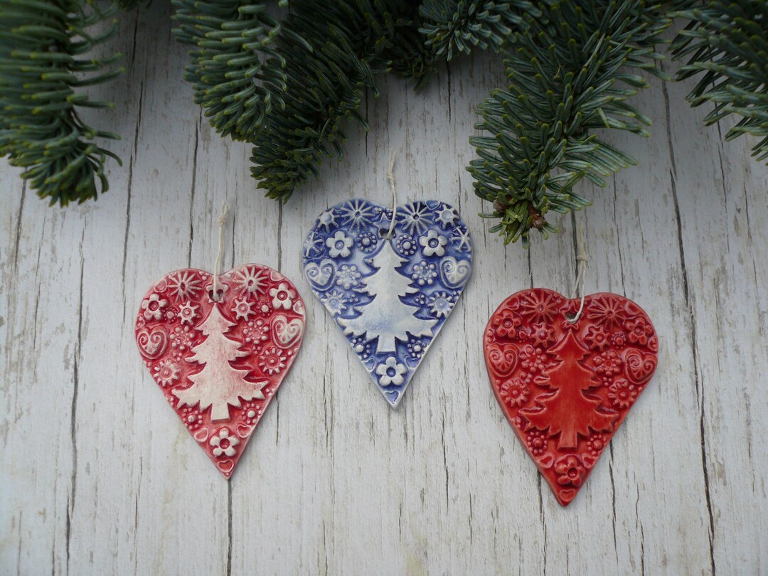 Ceramic Hearts Christmas Decoration for the Christmas Tree Christmas ...