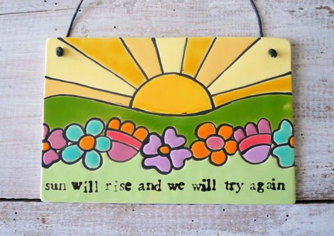 Ceramic Plaque to Hang With Motivational Writing Plaque Decorated With ...