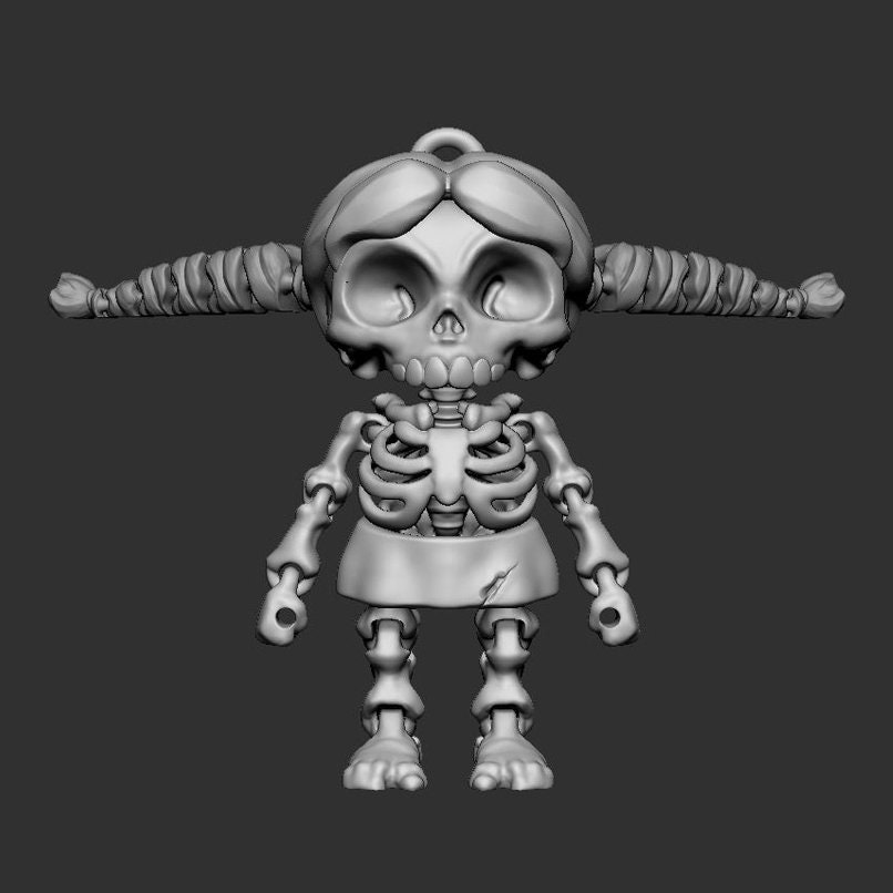 Articulated Skeleton Girl 3D Print-in-place STL Model Fidget and Desk ...