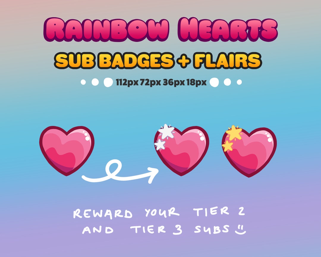 Retro Cute Heart Chat Badges and Flairs for Twitch, Sub Badges, Bit ...