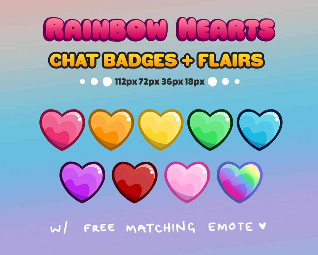 Retro Cute Heart Chat Badges and Flairs for Twitch, Sub Badges, Bit ...
