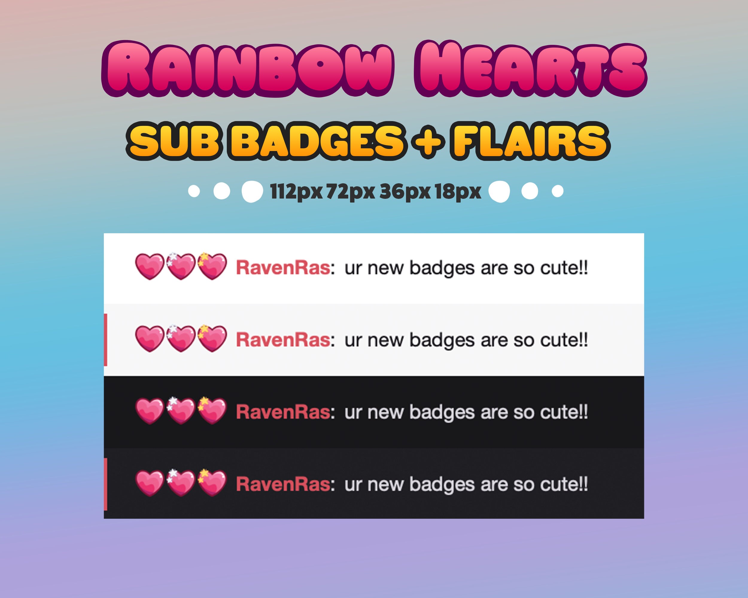 Retro Cute Heart Chat Badges and Flairs for Twitch, Sub Badges, Bit ...