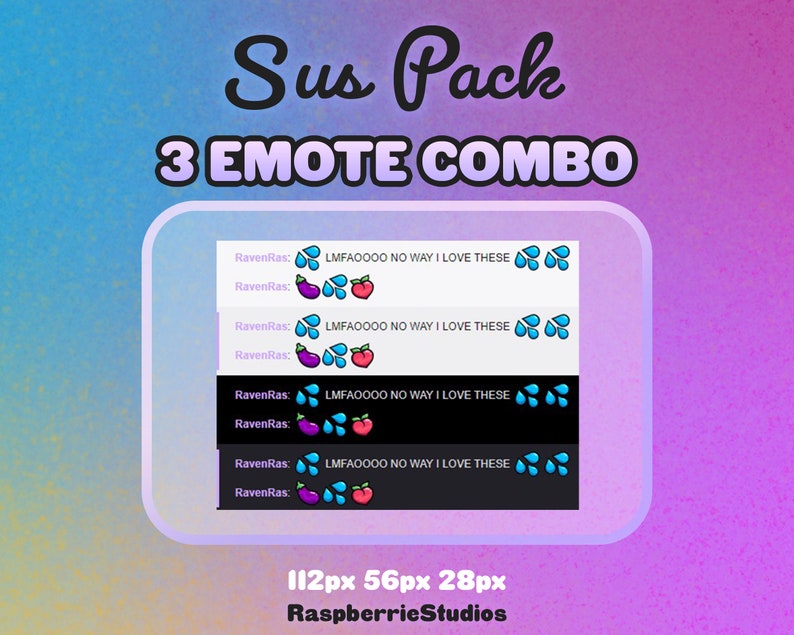 Cute Retro Sus Emote Pack eggplant, Peach, and Sweat Drops for Twitch ...