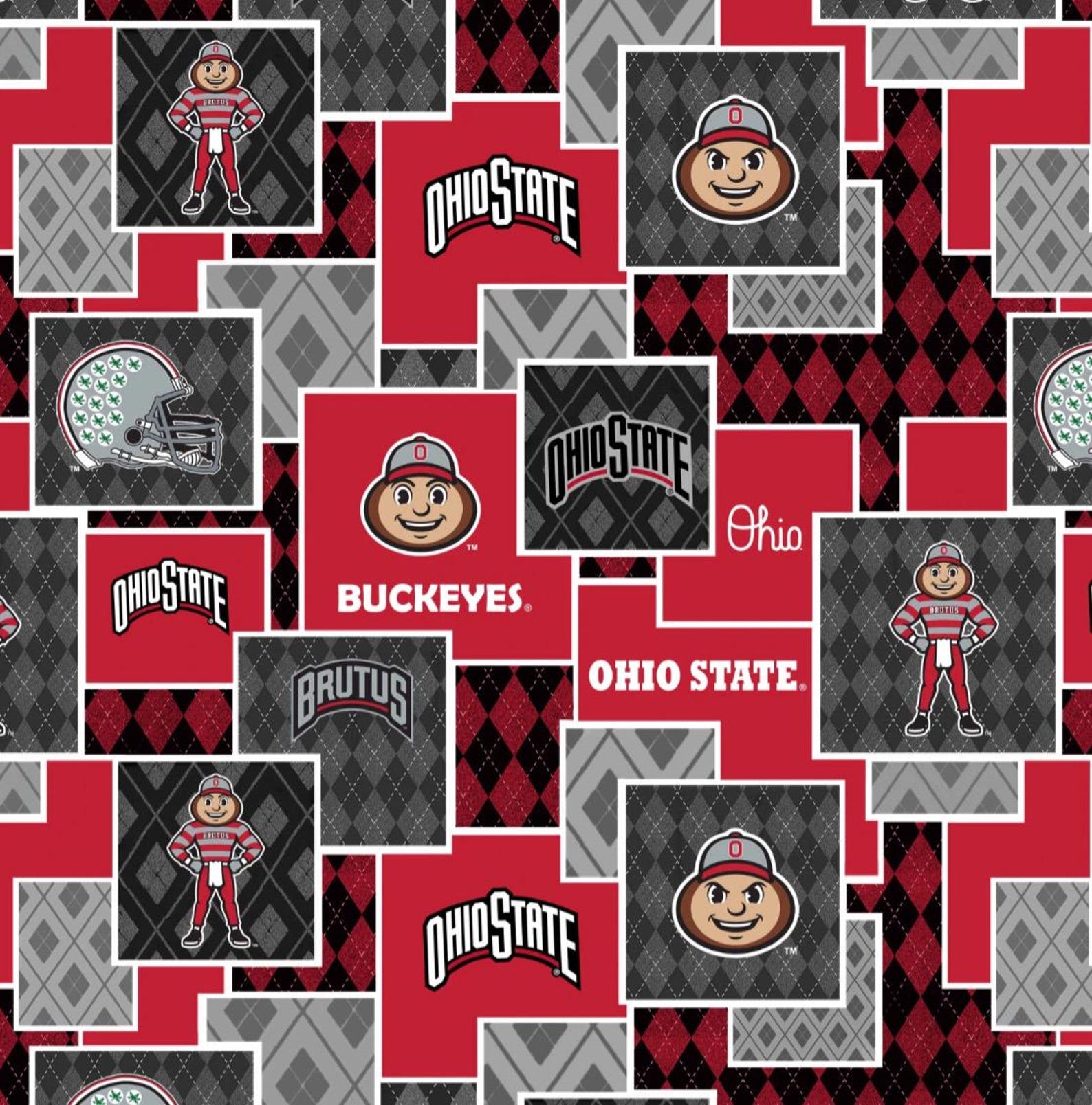 Ohio State University Argyle Boxes Fabric by the Yard - Etsy