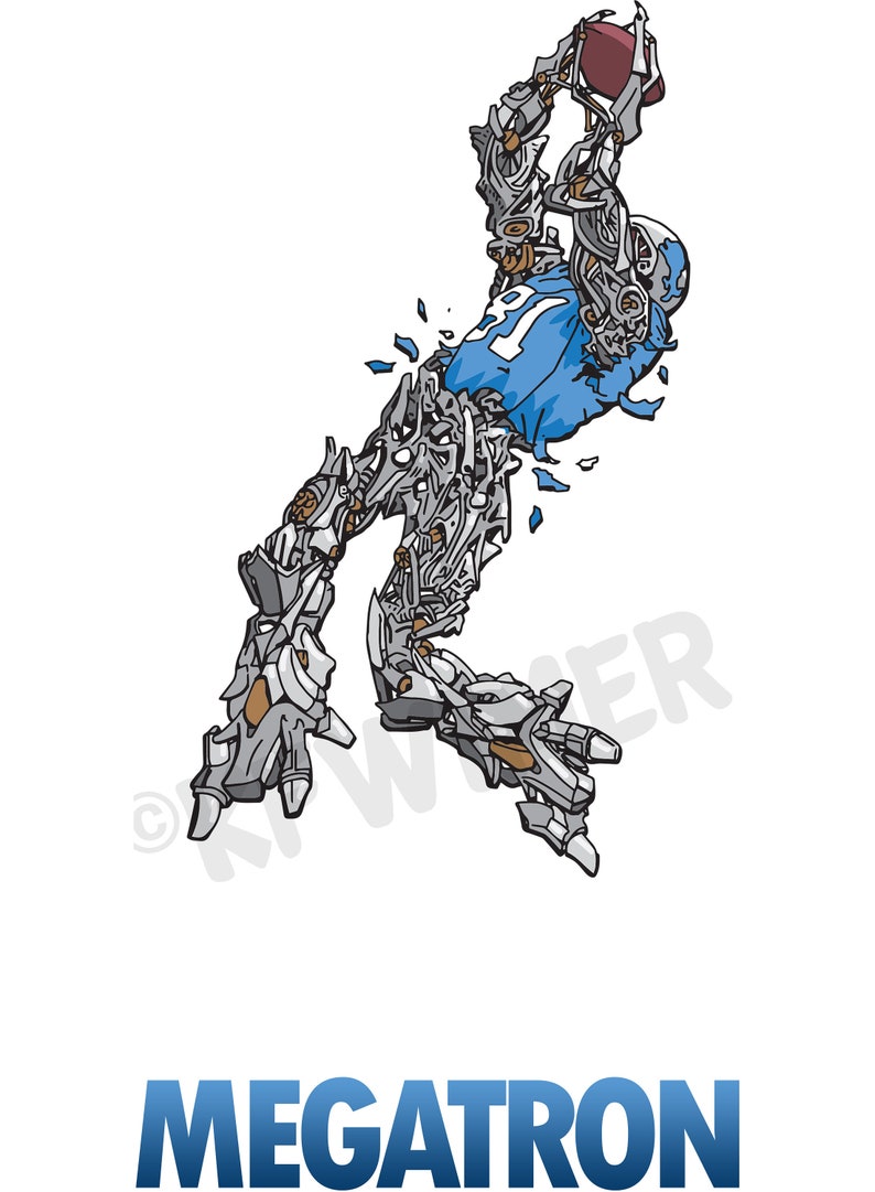 Megatron Sports Illustration Mashup Signed Print Prismacolor - Etsy