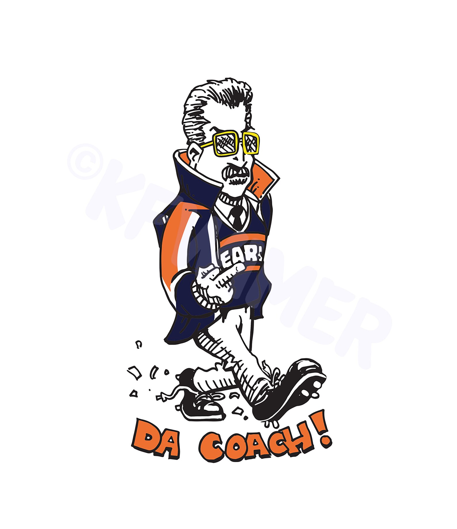 Da Coach! Ditka Football Cartoon Signed by Artist Print, Southworth ...