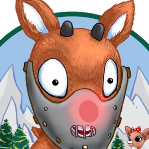 Rudolph Lecter Cartoon Print: Scary Reindeer Art on Linen Paper - Etsy