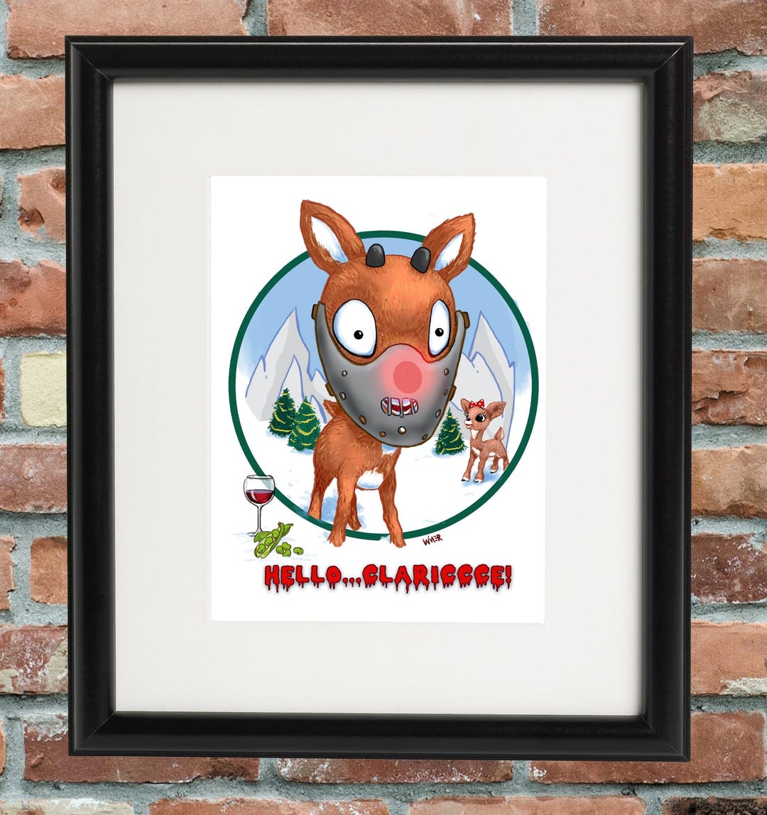 Rudolph Lecter Cartoon Print: Scary Reindeer Art on Linen Paper - Etsy